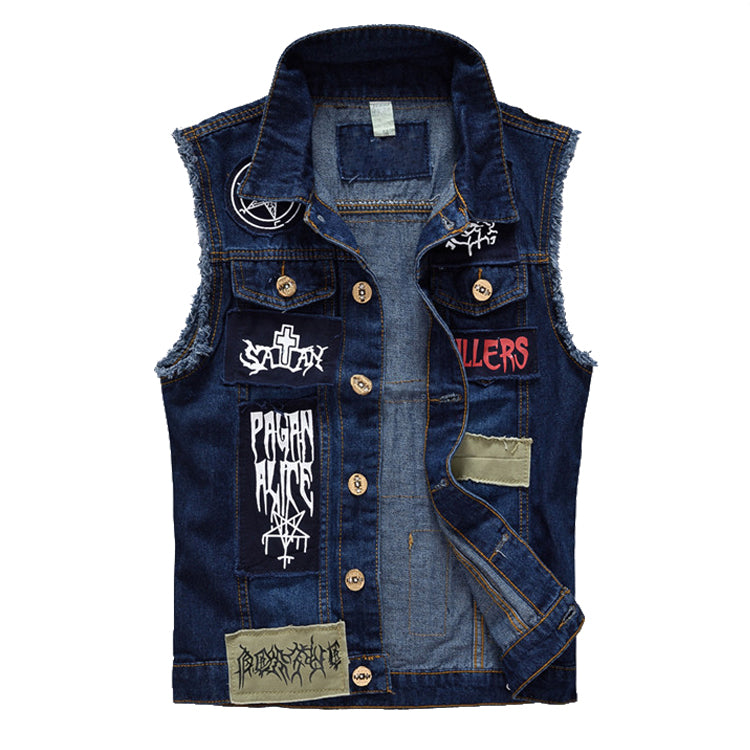 Men's Punk Blue Denim Vest – espnman