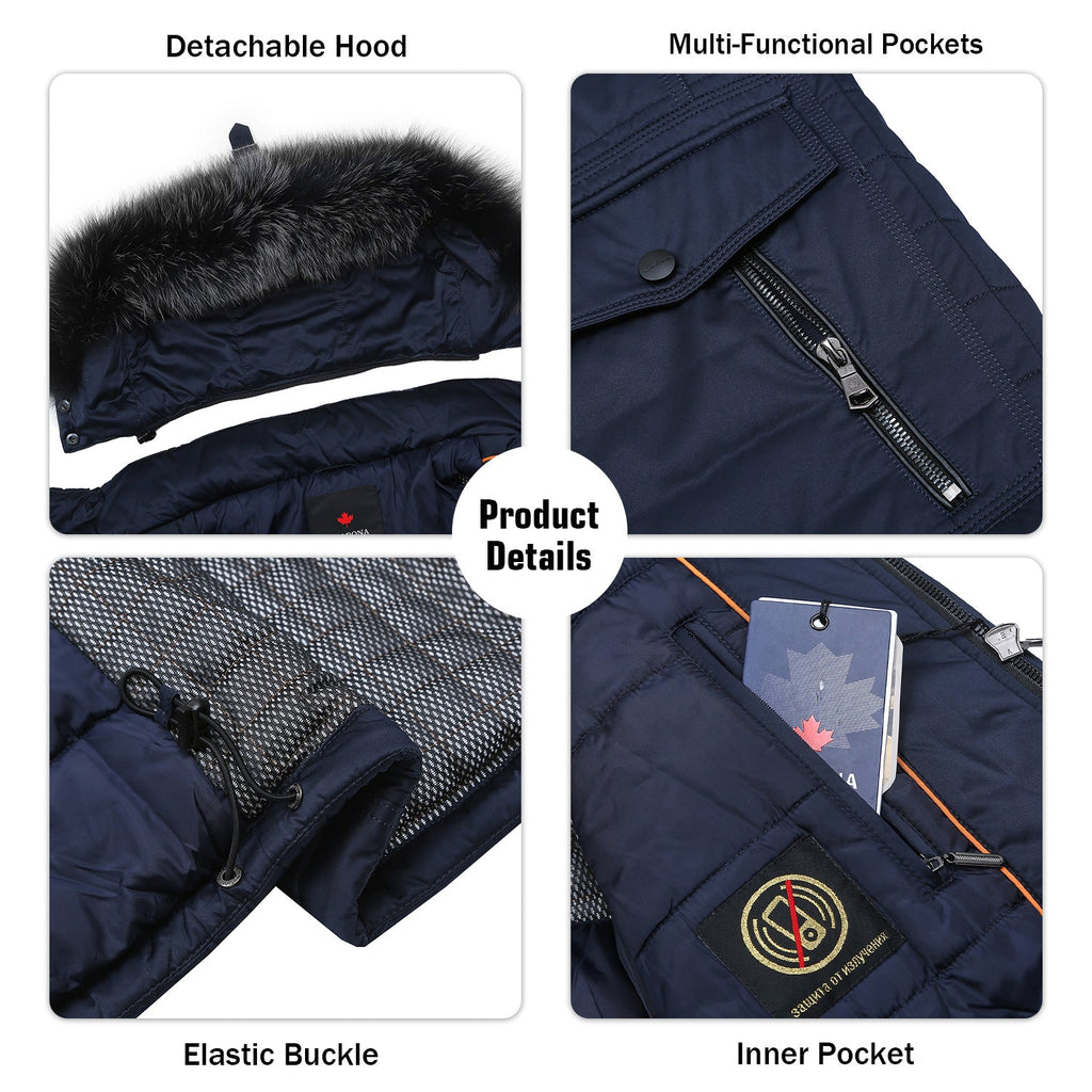 Satin Fur Collar Padded Built-in Thermometer Winter Jacket – espnman